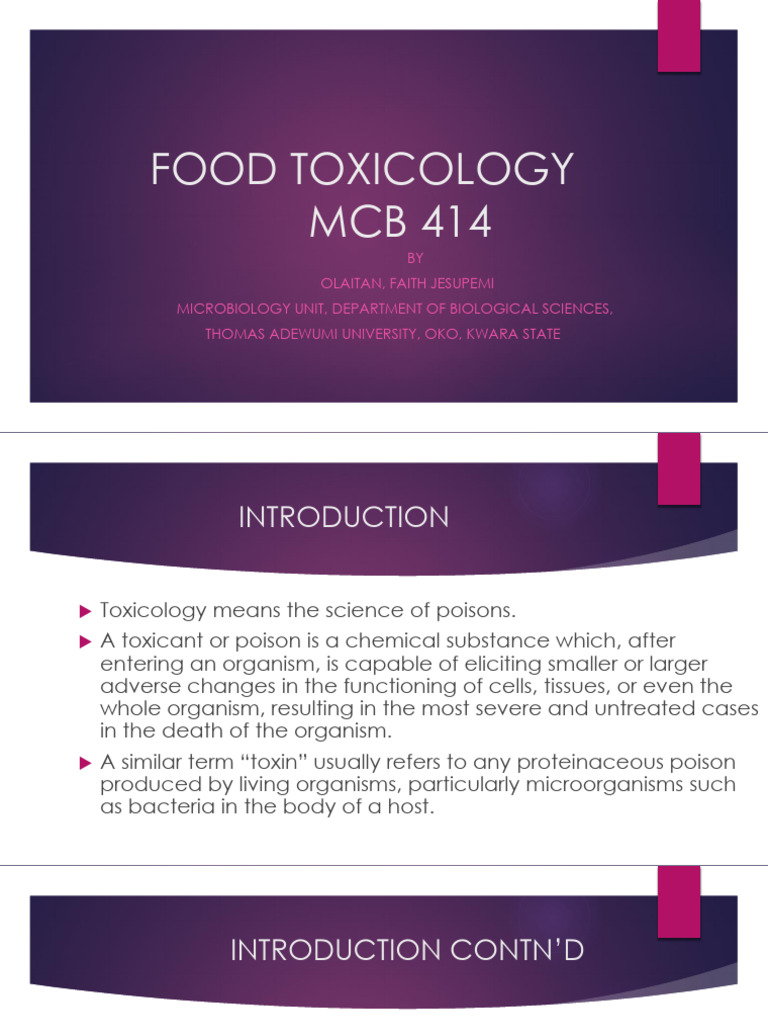Food Toxicology: Health Impacts Explained | PDF | Toxicity | Toxicology