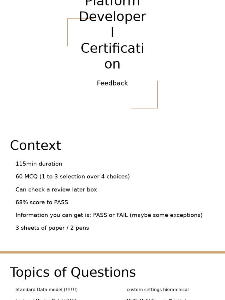Plaform Developer I Certification - Feedback | PDF