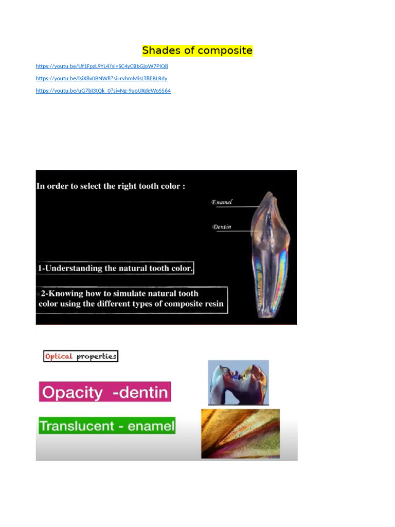 Shade of Composite Restorations | PDF | Tooth Enamel | Dental Anatomy