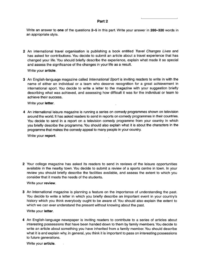 CPE Writing Part 2 Questions | PDF