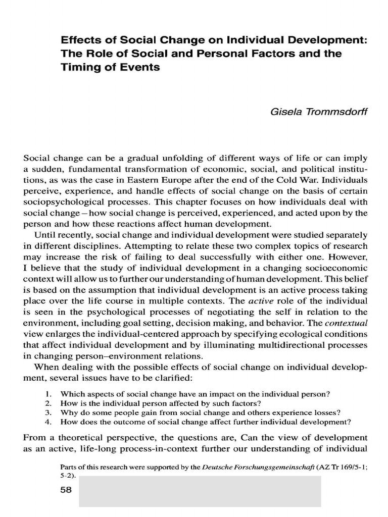 Effects of Social Change On Individual Development 2000 KOPS8504 | PDF ...