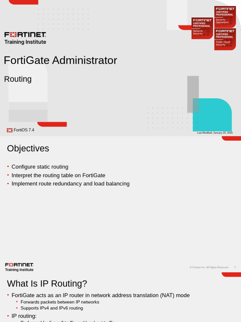 FortiGate Admin 03 Routing | PDF | Ip Address | Routing