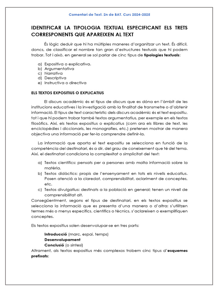 Tipologies Textuals | PDF