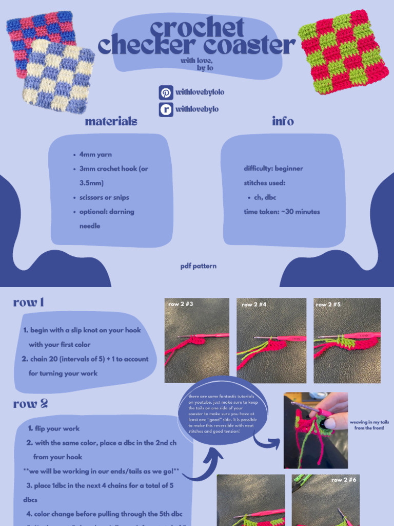 Crochet Checker Coaster | PDF