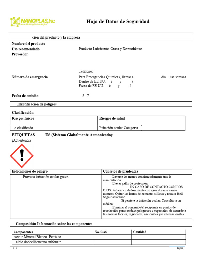 Cera Lube: Hoja de Seguridad y Uso | PDF | Titanio | Petróleo