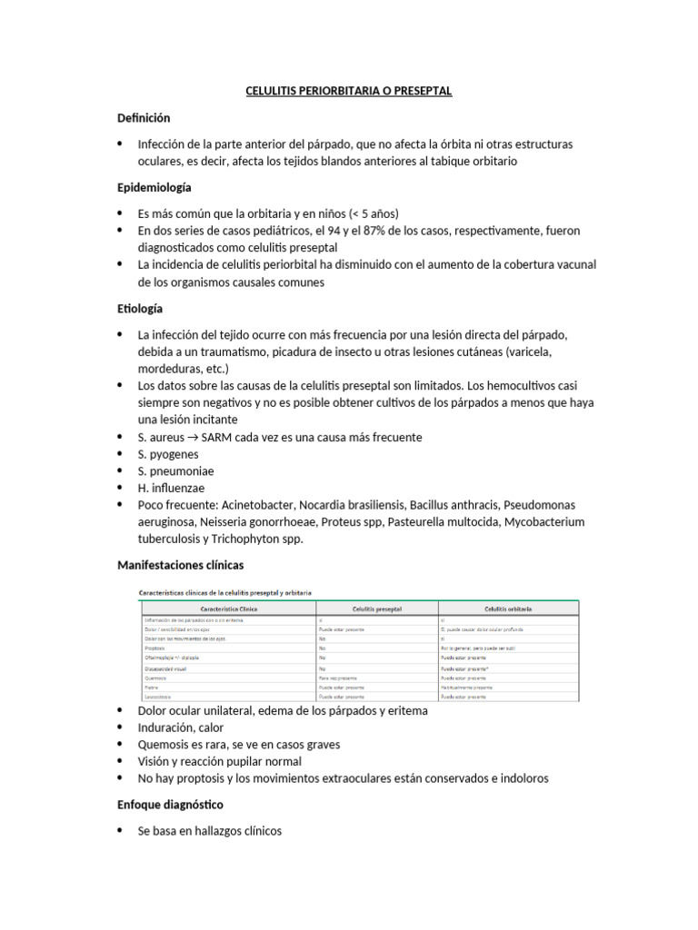Celulitis Periorbitaria | PDF | Especialidades Medicas | Ojo humano