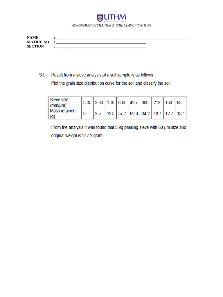 Soil Classification Assignment 2 | PDF