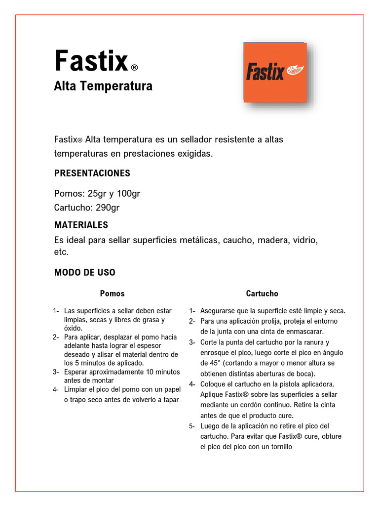 Fastix Alta Temperatura | PDF