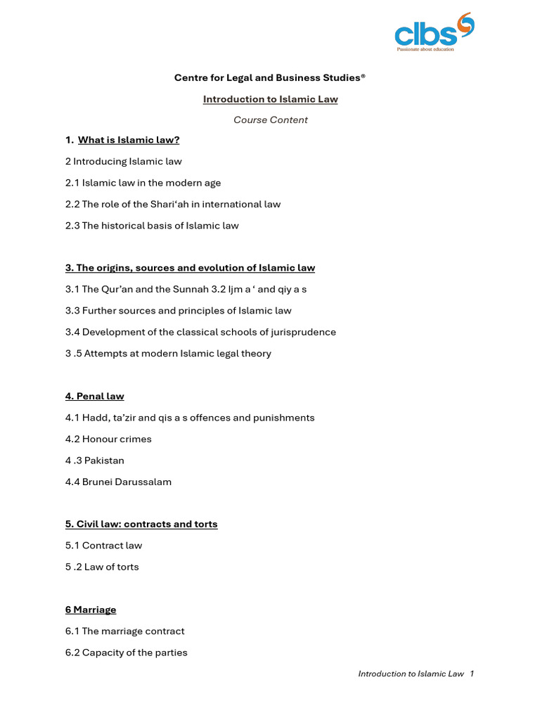 Overview of Islamic Law Principles | PDF