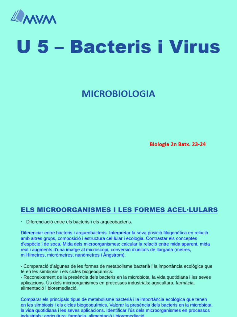 U5 - Bacteris I Viurs 24-25 | PDF