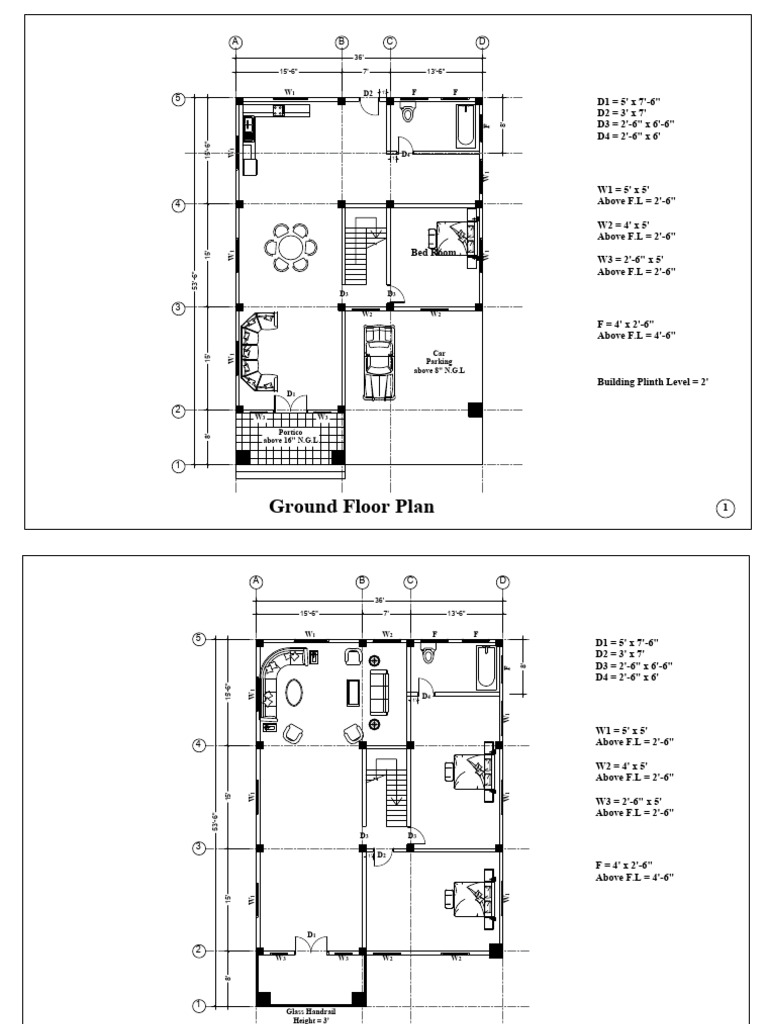 2 Storey Residential House Drawing | PDF | Stairs | Architectural Elements