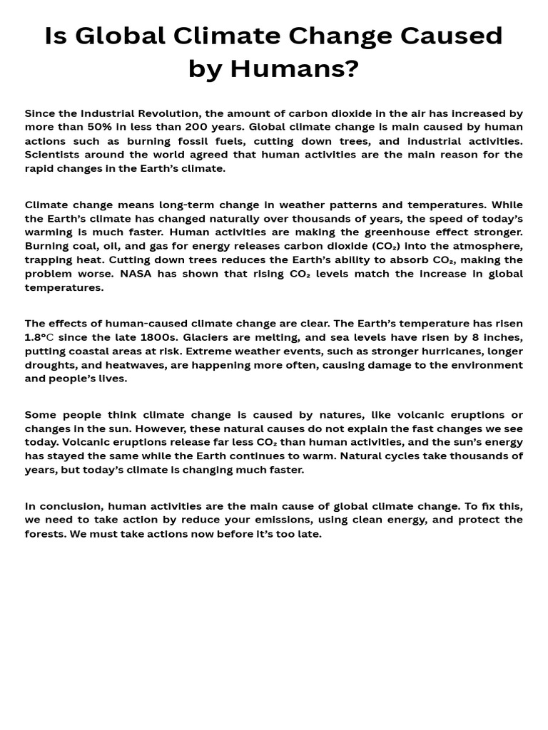Is Global Climate Change Caused by Humans PDF | PDF