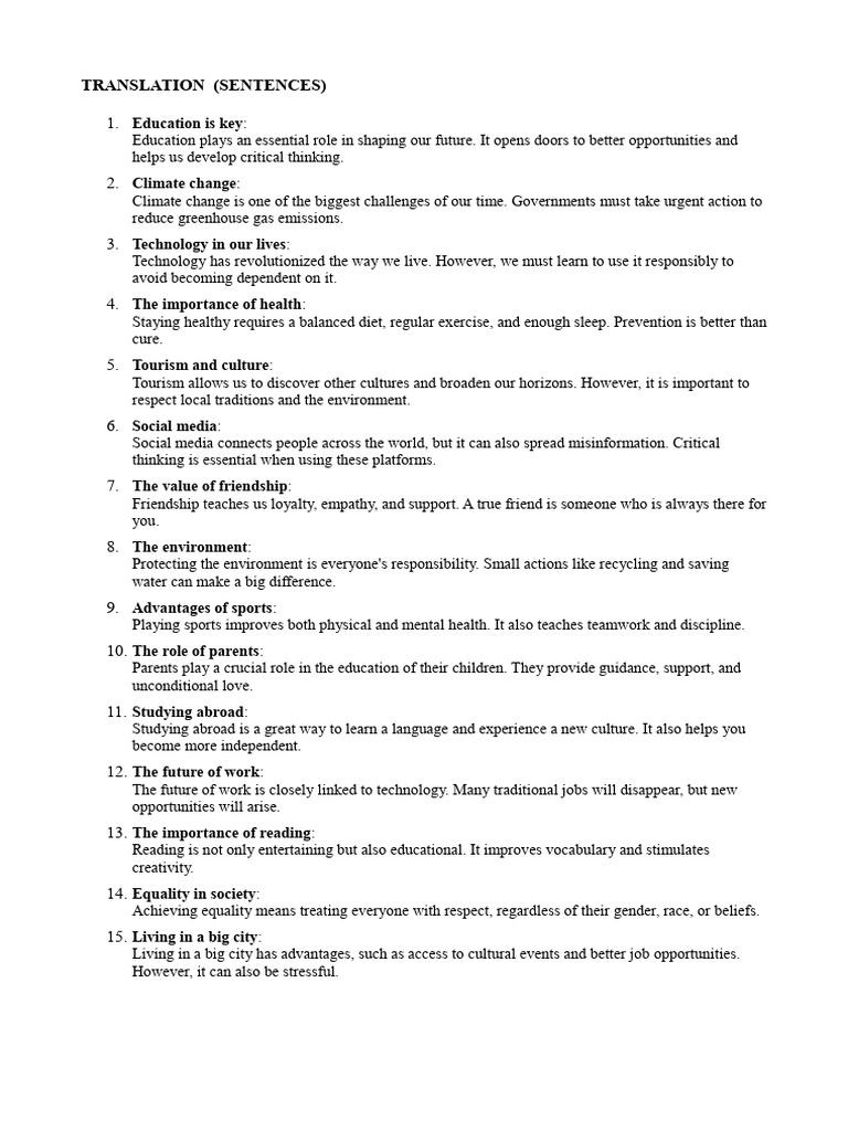 Translate Into SPANISH Sentences and Texts | PDF | Renewable Energy ...