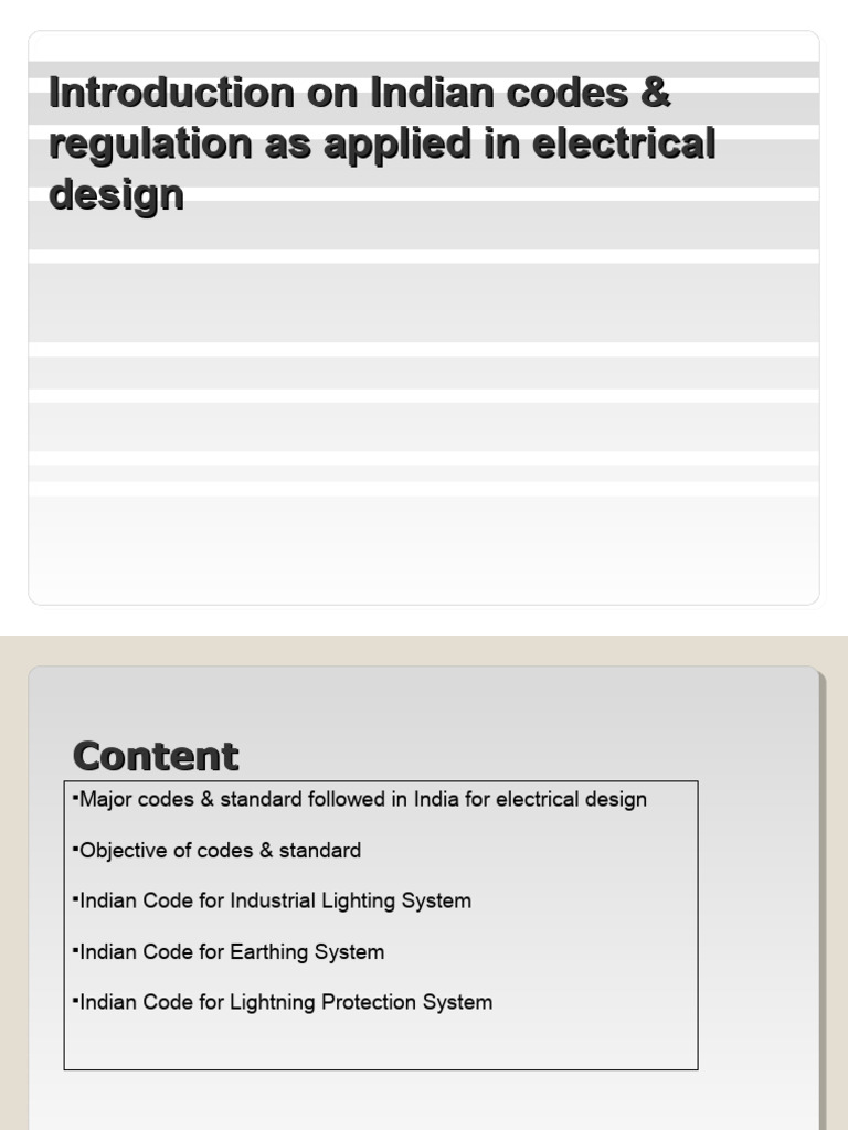 Introduction On Indian Codes As Applied in Electrical Design | PDF ...