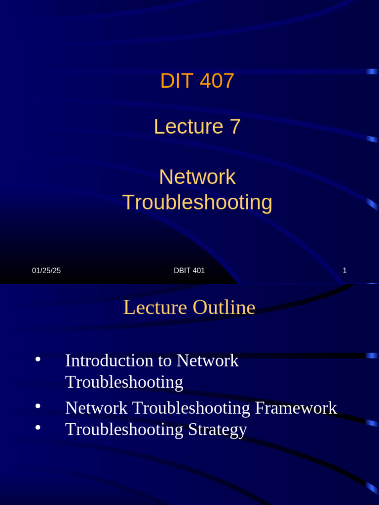 Lecture 7 - Network Troubleshooting | PDF | Computer Network | Troubleshooting