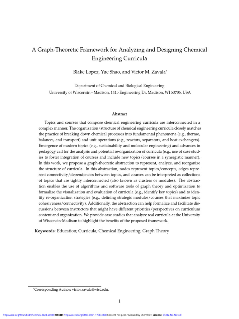 A Graph Theoretic Framework For Analyzing and Designing Chemical Engineering Curricula | PDF ...
