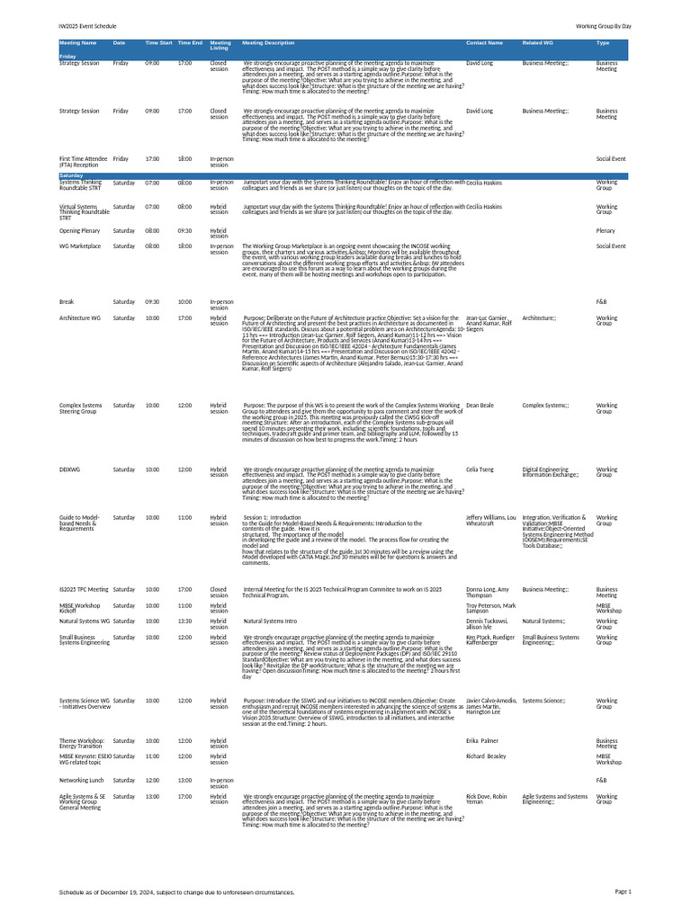 Iw2025 Schedule | PDF