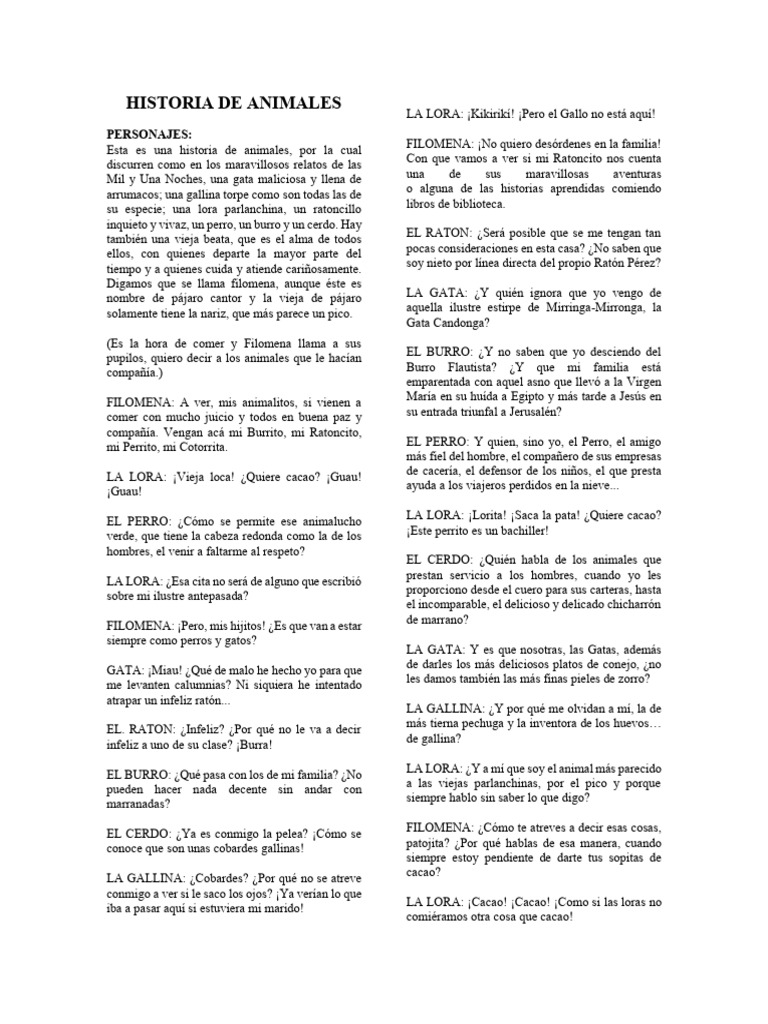 Historia de Animales | PDF | Gatos | Pollo