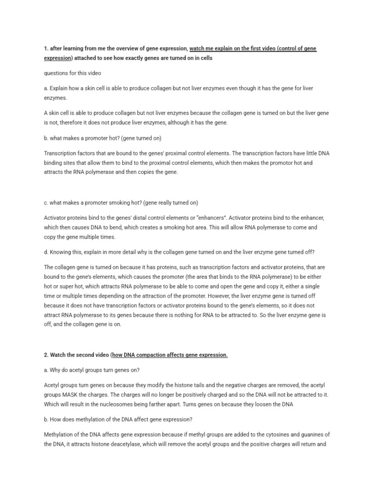 HW Gene Expression Assignment | PDF | Promoter (Genetics) | Gene