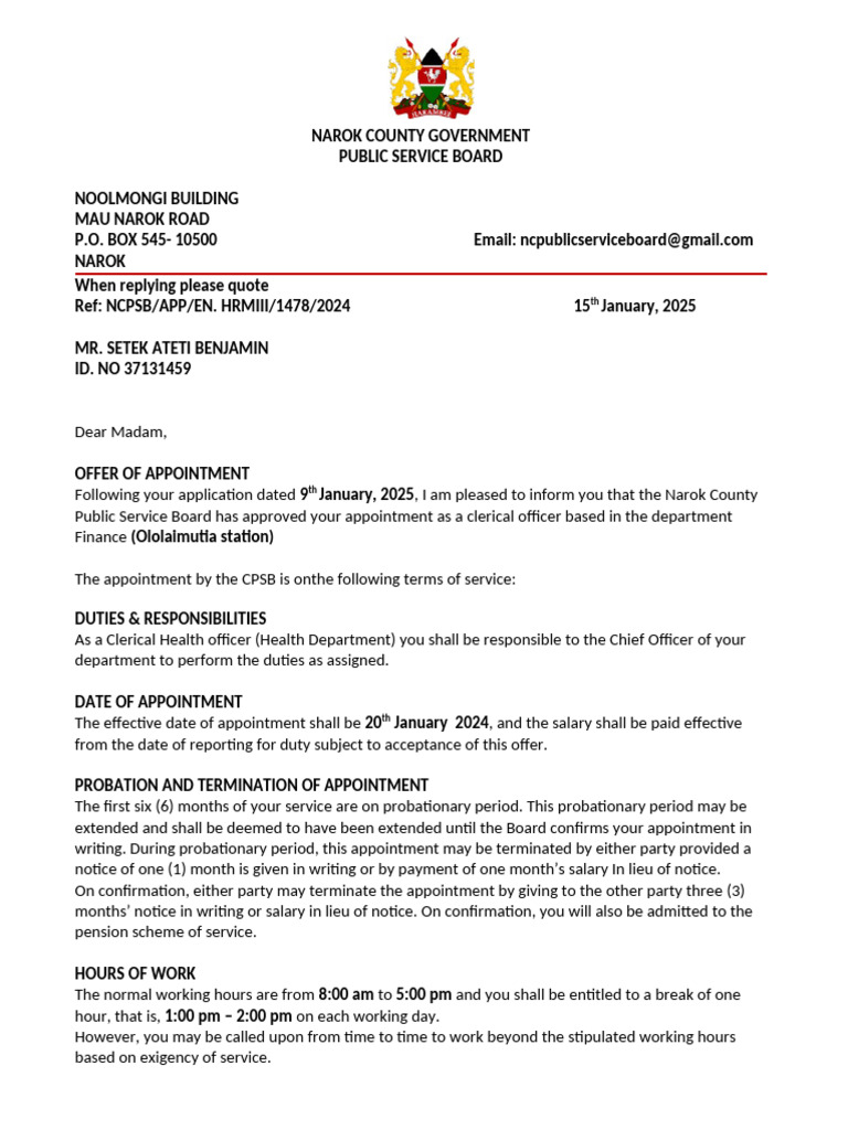 NAROK COUNTY GOVERNMENt letter 22 | PDF | Business | Government