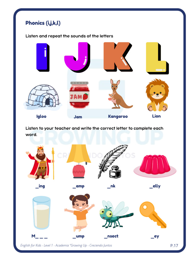 Phonics Worksheet: Letters I, J, K, L | PDF