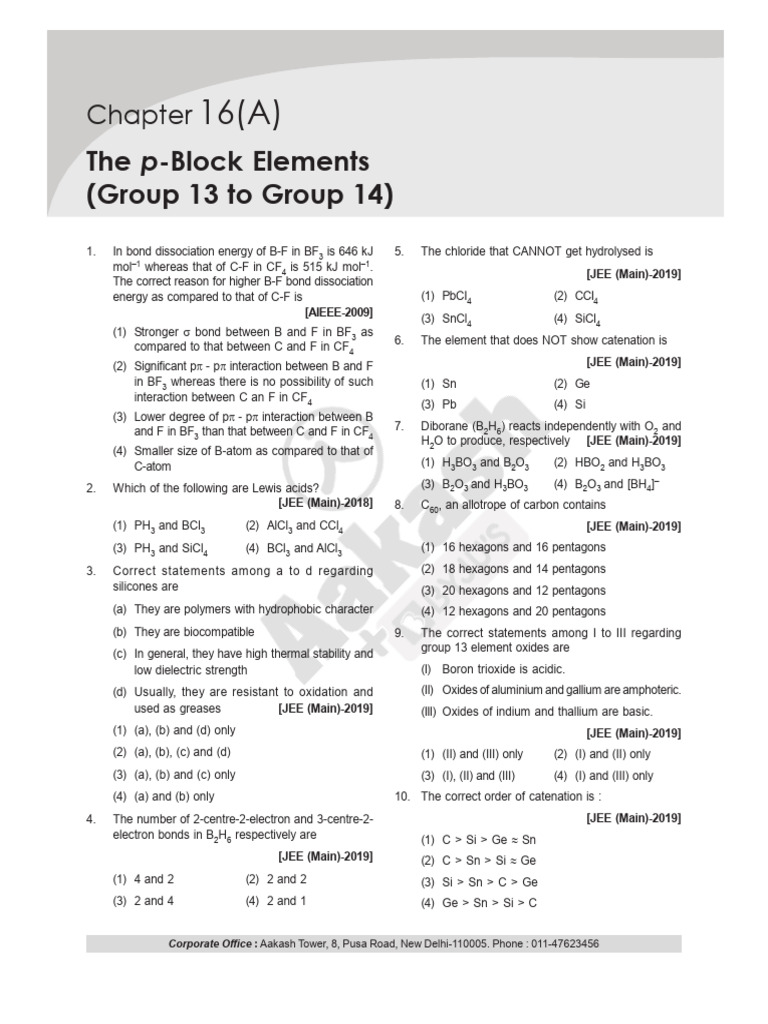 C - Ch-16 (A) - The P-Block Elements (Group 13 To Group 14) | PDF | Chemical Compounds | Materials