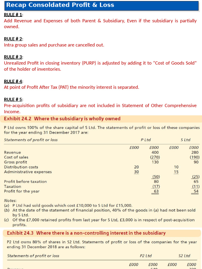 Consolidated Profit & Loss Rules | PDF