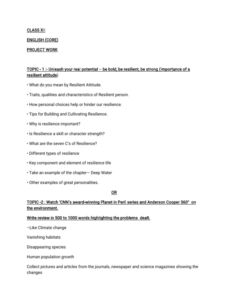 Project Work, Class XII | PDF