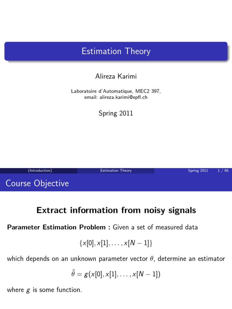 Estimation Theory Presentation Pdf Bias Of An Estimator Estimator