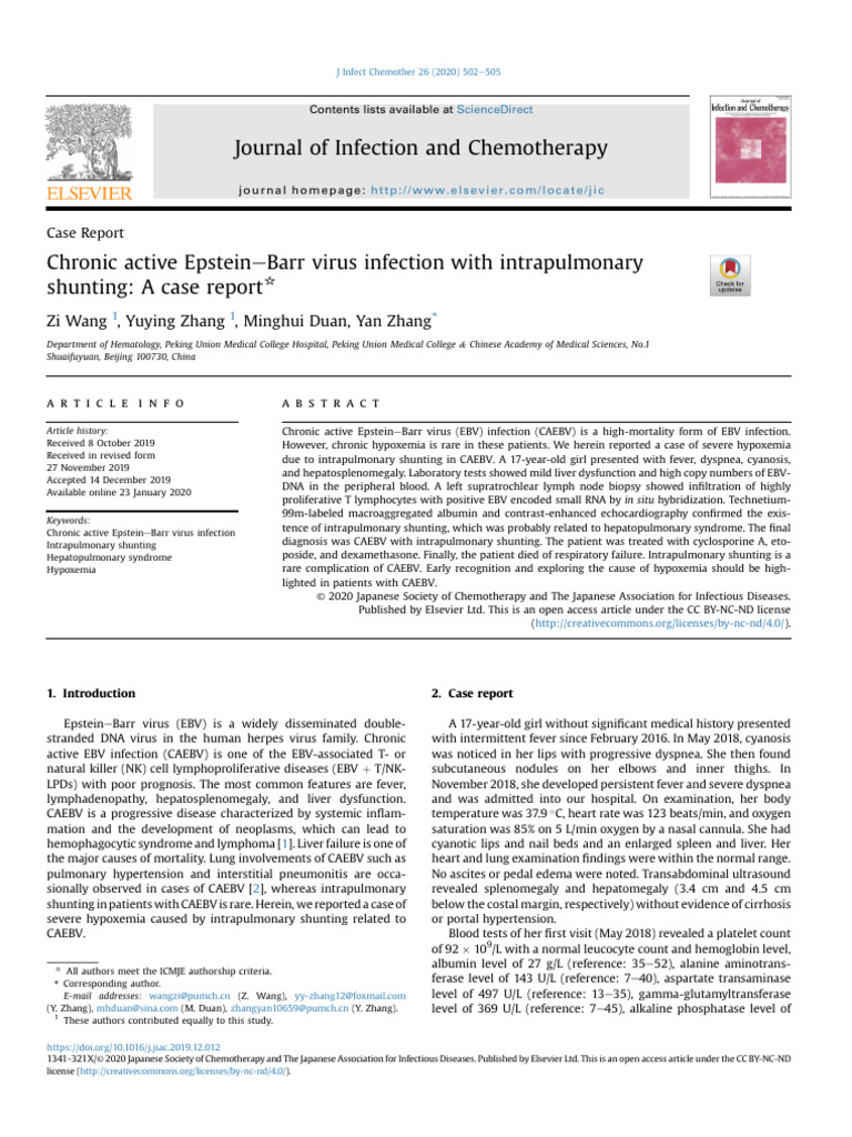 CAEBV with Intrapulmonary Shunting Case | PDF | Hematopoietic Stem Cell ...