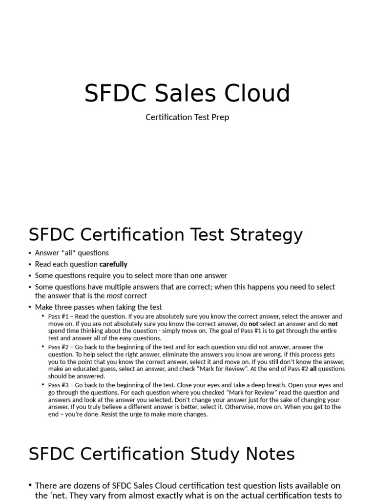 SFDC Sales Cloud Sample Test Questions | PDF | Microsoft Outlook ...