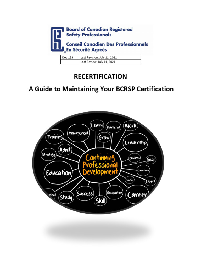 BCRSP Recertification Guide | PDF | Mentorship | Professional Development