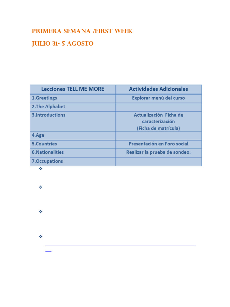 Actividad de La Primera Semana | PDF