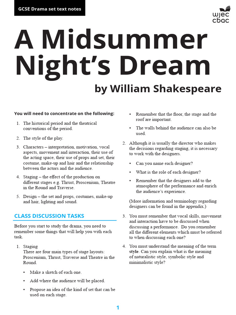 a-midsummers-night-dream-set-text-notes | PDF | A Midsummer Night's Dream