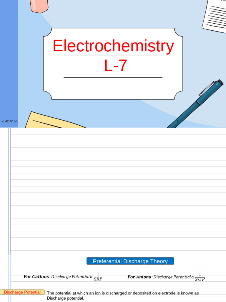 OR05 Electrochemistry L-7 | PDF | Ion | Electrode