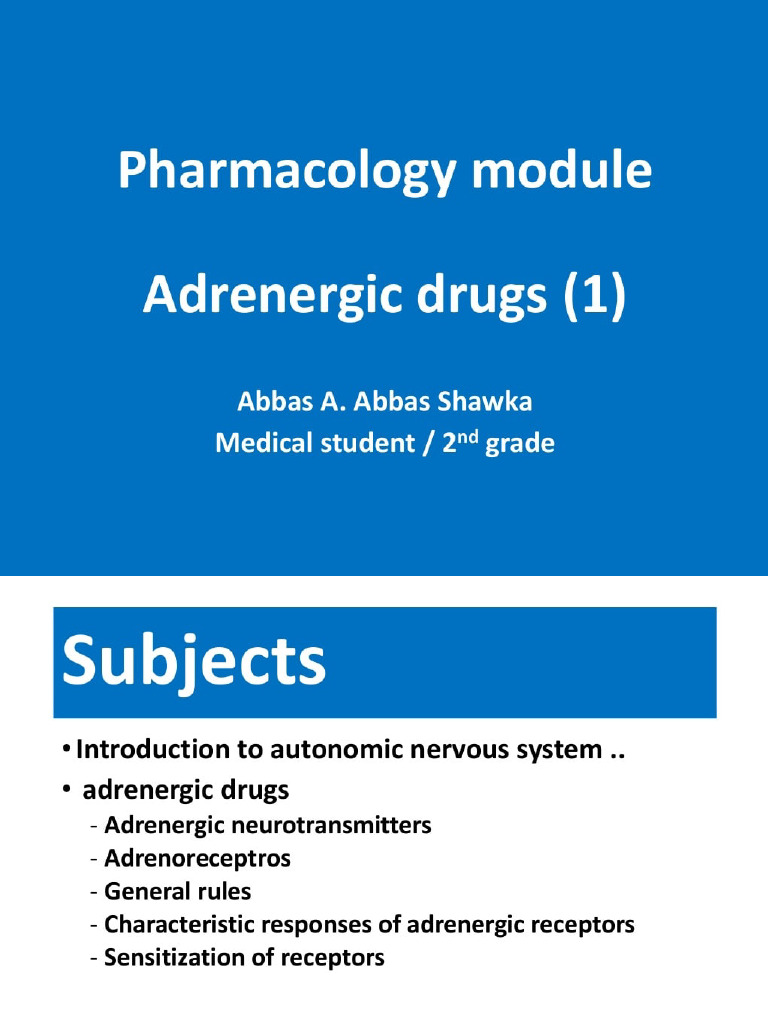 Adrenergic Agonists | PDF