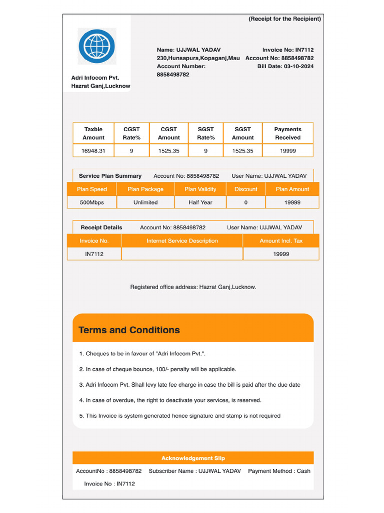 Receipt Oct Mar | PDF