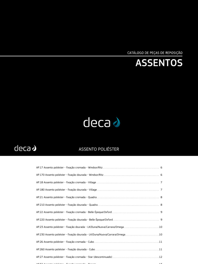 Catalogo Reposição - Assentos Deca | PDF