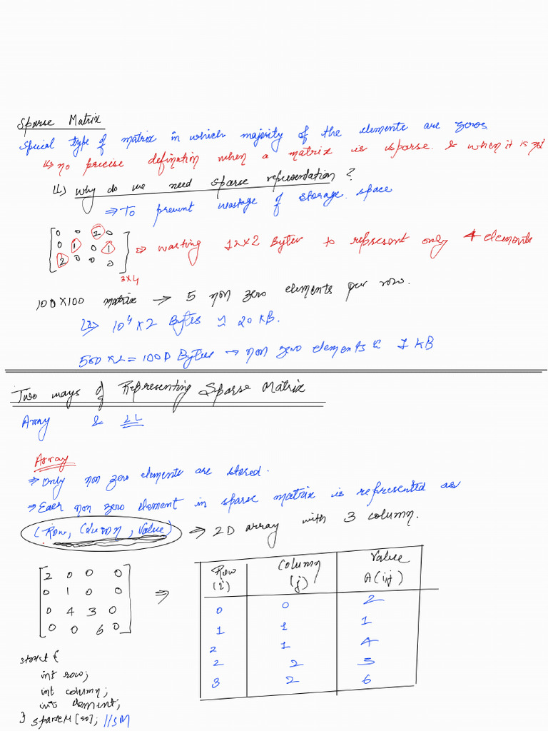 Lecture 10 Sparse Matrix | PDF
