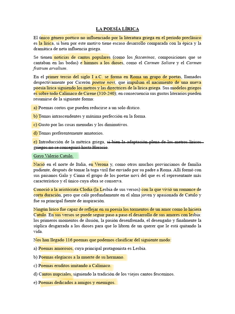 Poesía Lírico-Romana: Catulo, Horacio y Ovidio | PDF | Horacio | Poesía