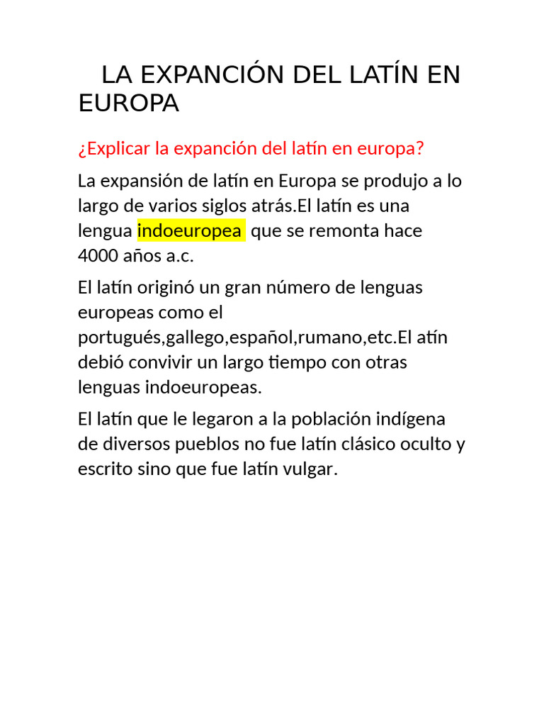 Expansión del Latín en Europa y su Impacto | PDF