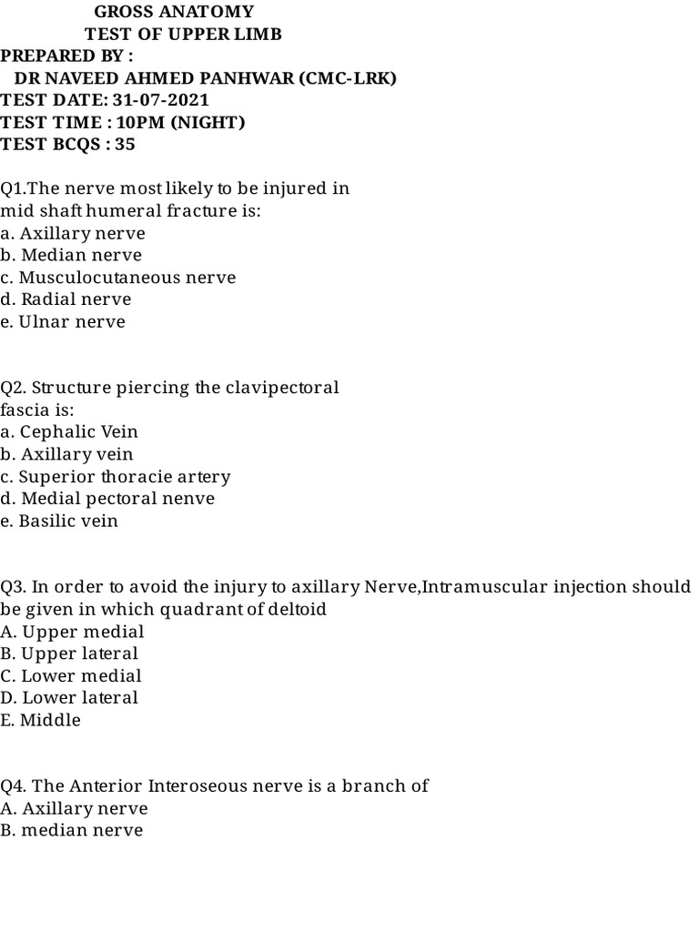 Bcqs of Upper Limb 49 | PDF | Arm | Human Anatomy
