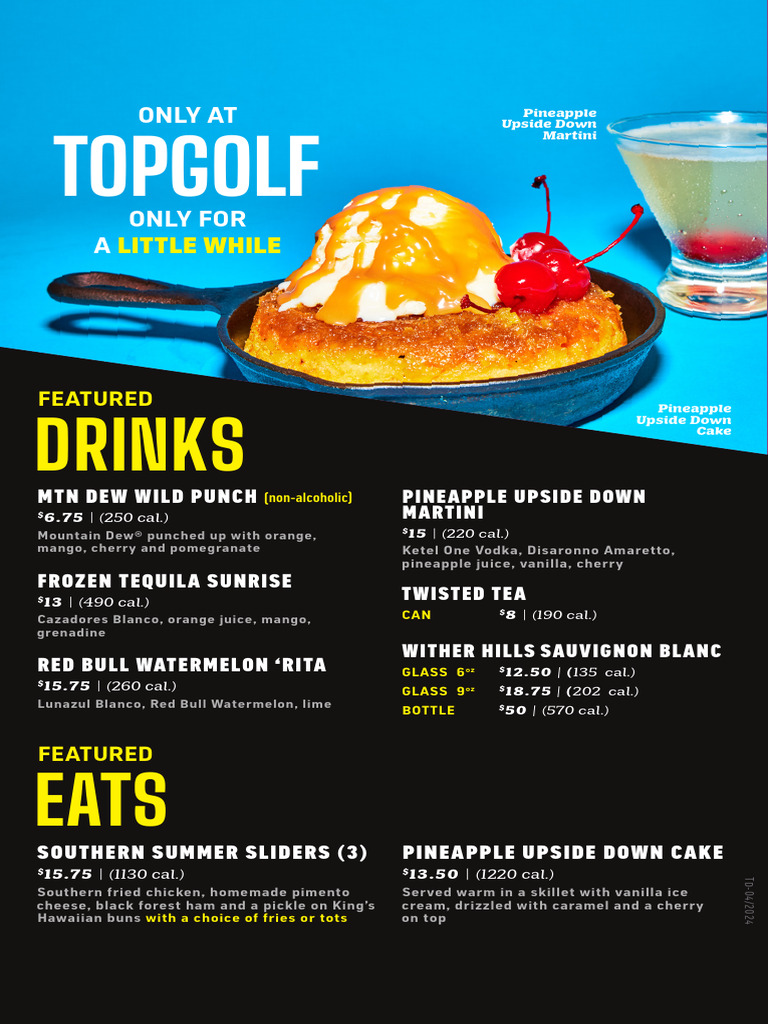 Topgolf Menu SanJose Summer2024 | PDF | Hamburgers | Anheuser Busch Brands