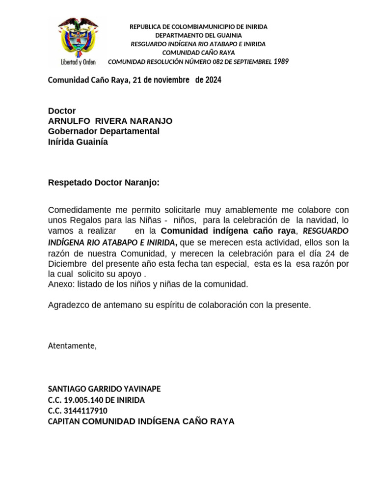 Comunidad Caño Raya Rio Atabapo | PDF | Gobierno | Gobernancia