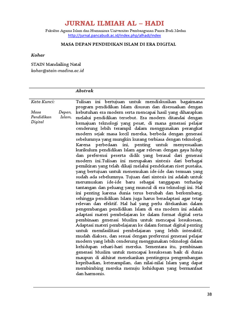 Masa Depan Pendidikan Islam Di Era Digital | PDF