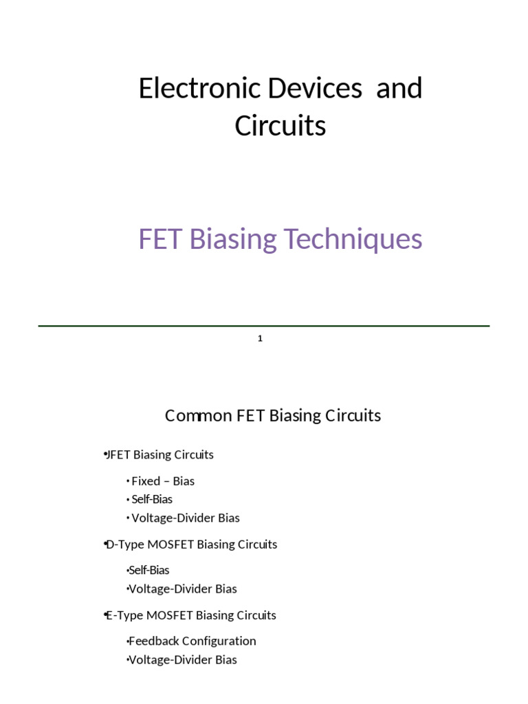 FET Biasing Techniques | PDF | Field Effect Transistor | Mosfet