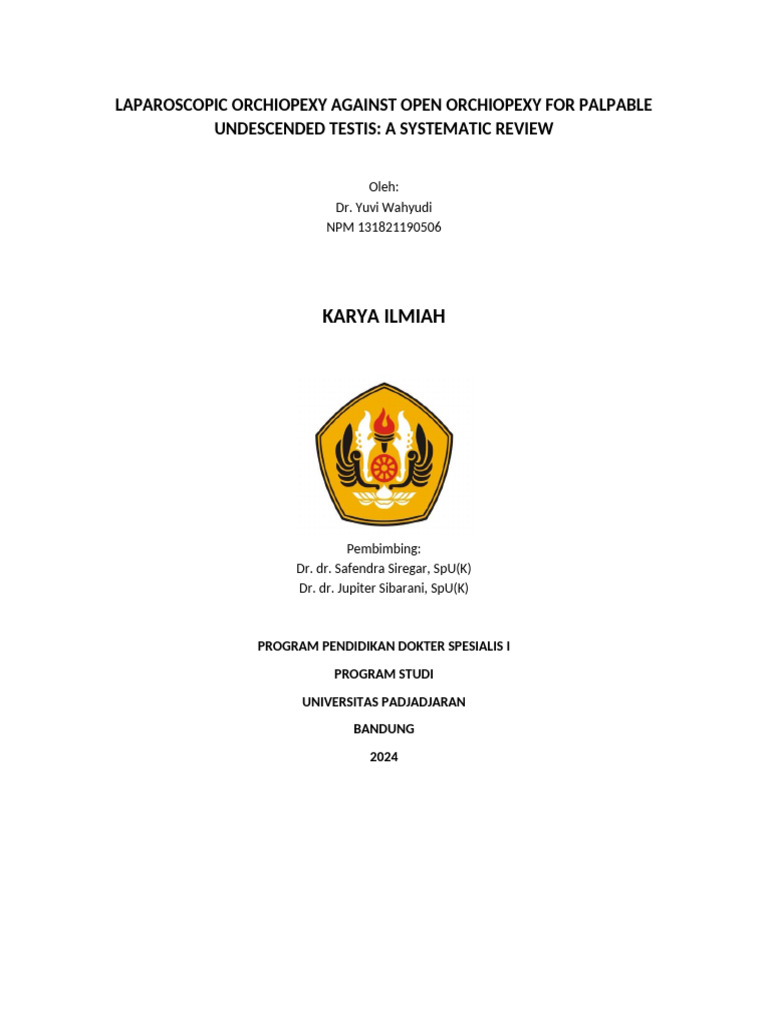 Laparoscopic Orchiopexy Open Orchiopexy Sysrev Tes REV | PDF | Sexual ...