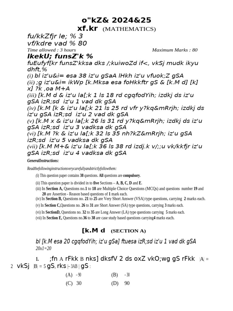 Mathematics Paper 2024-25 | PDF | Elementary Mathematics | Mathematics