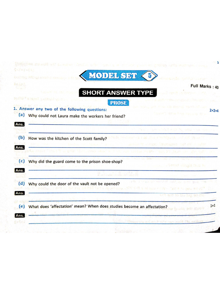 MODEL SET 5 - Hira Jha | PDF