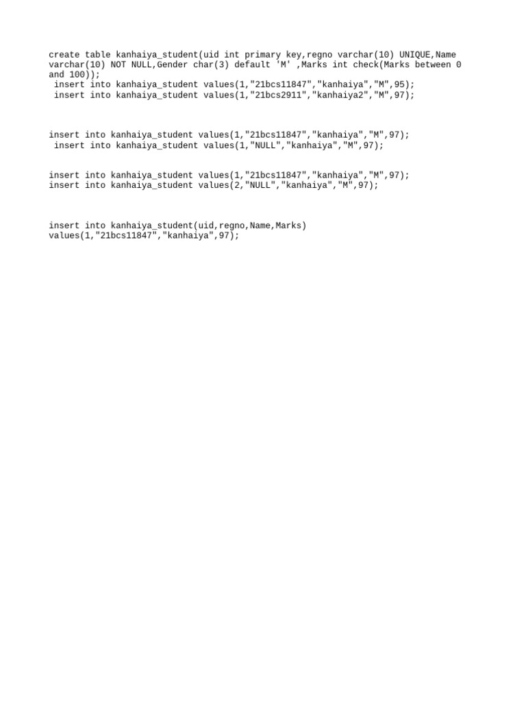Kanahaiya Dbms SQL | PDF